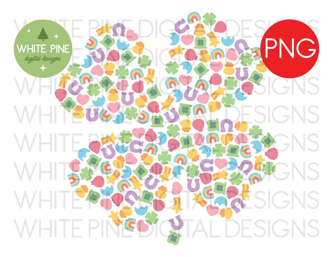 Lucky Charms Shamrock PNG: St. Patrick's Day Clover (digital Download ...
