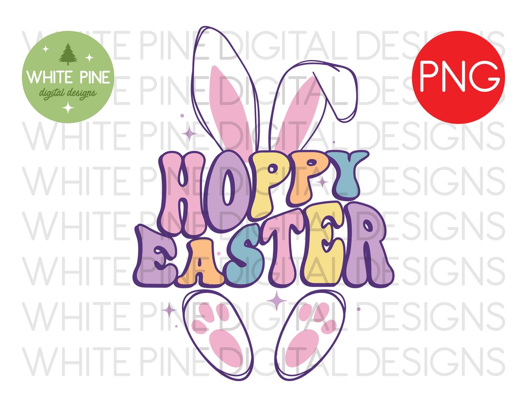 Hoppy Easter PNG, Easter PNG, Bunny PNG, Spring Sublimation, Retro ...