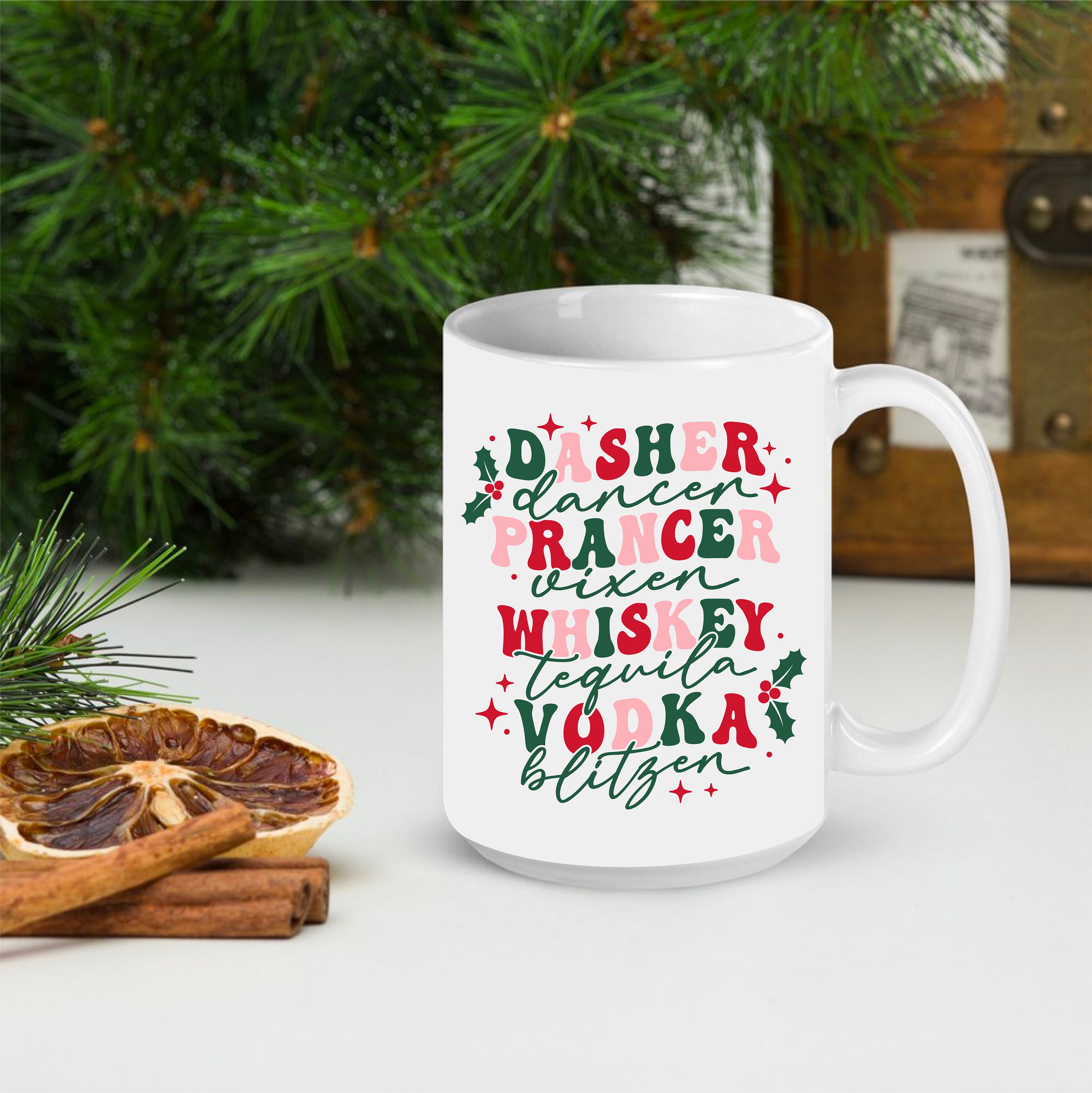 Funny Christmas Reindeer & Alcohol PNG SVG: Retro Holiday Design ...