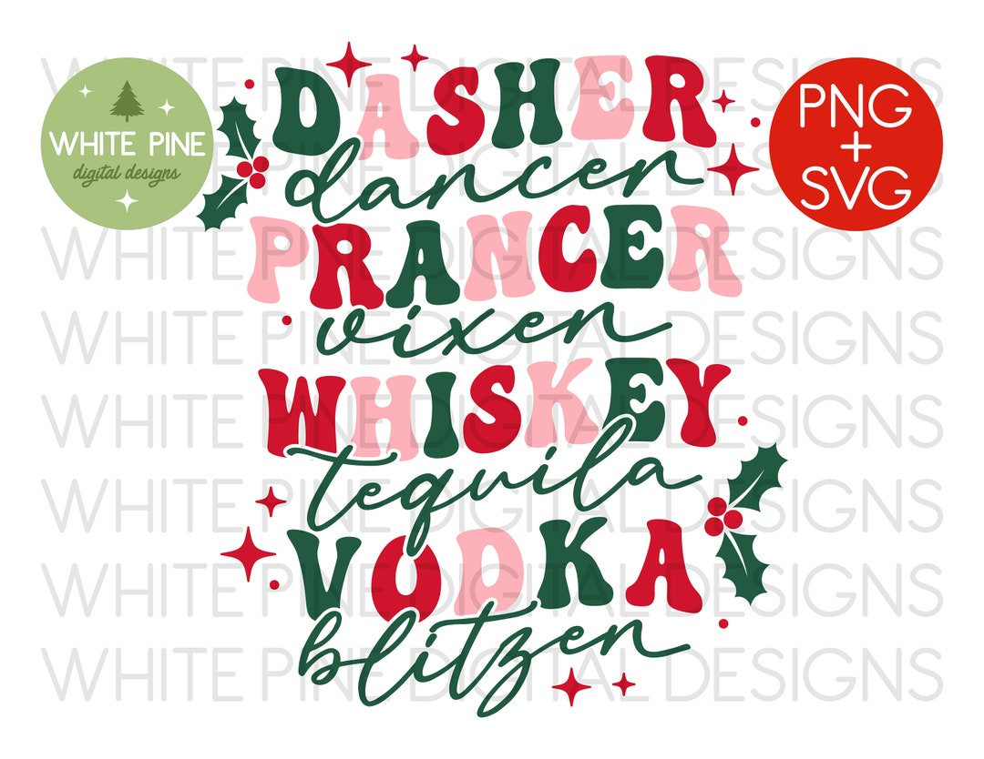 Funny Christmas Reindeer & Alcohol PNG SVG: Retro Holiday Design ...