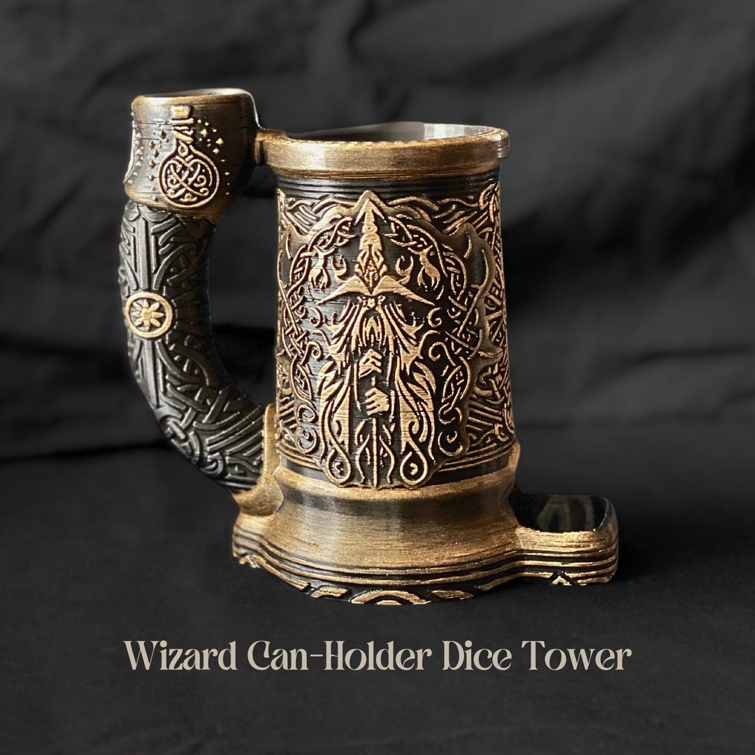 Wizard Mug Dice Tower, Image With Hat, Robe, Staff, Custom 3d Printing ...