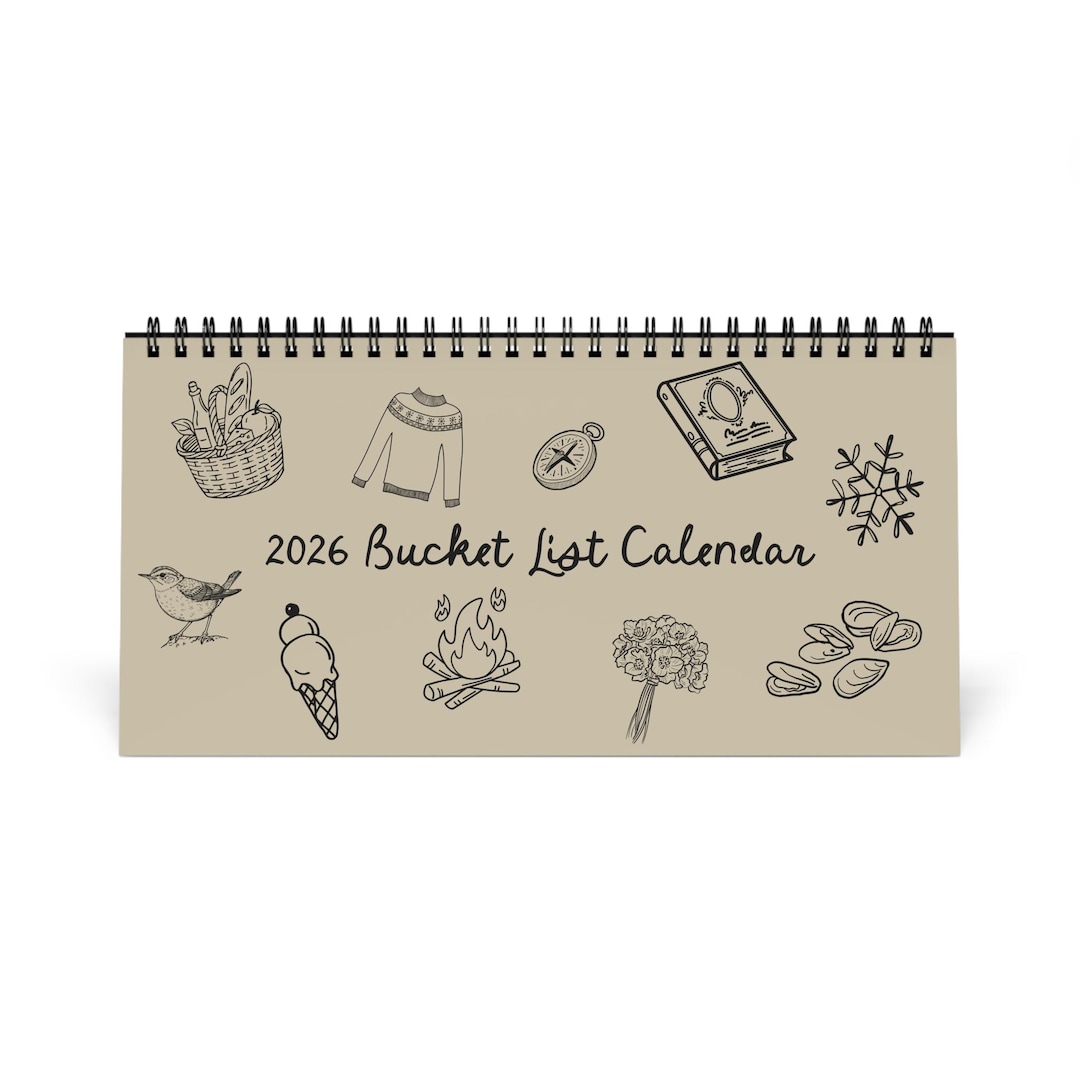 2026 Bucket List Desktop Calendar, Motivational Desk Planner, Yearly ...