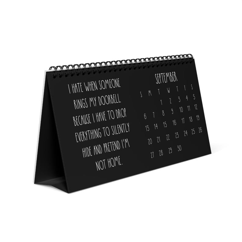 Funny Introvert Desktop Calendar, 2026 Funny Office Humor, White ...