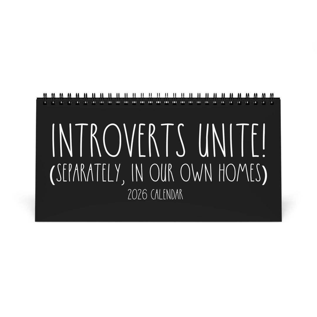 Funny Introvert Desktop Calendar, 2026 Funny Office Humor, White ...