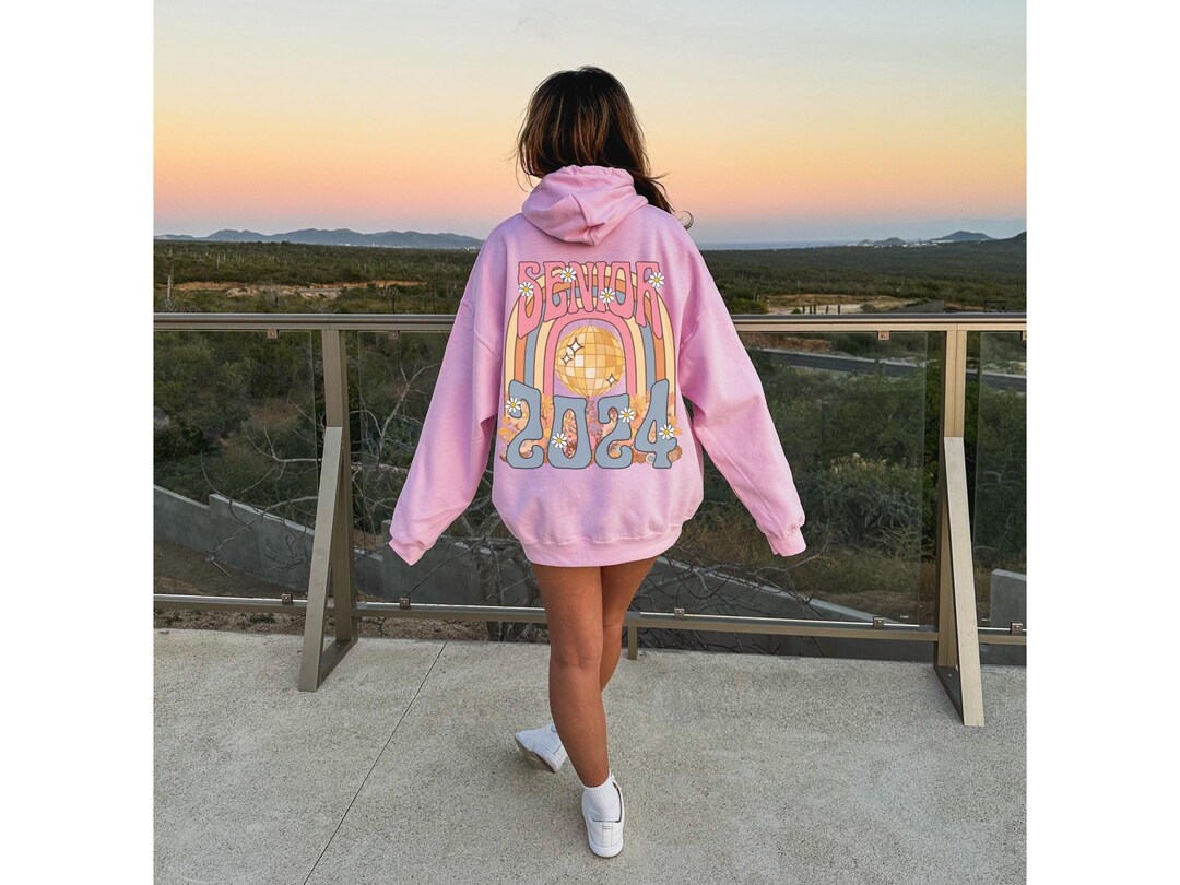 Retro Senior 2024 Hoodie Class of 2024 Senior Year Sweatshirt Hippie ...