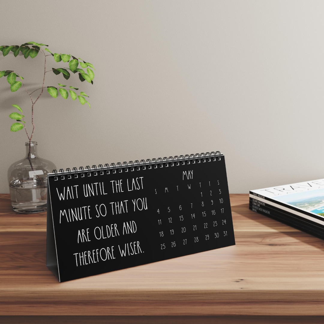 Desktop Calendar, 2025 Funny Office Procrastinator Humor, White ...