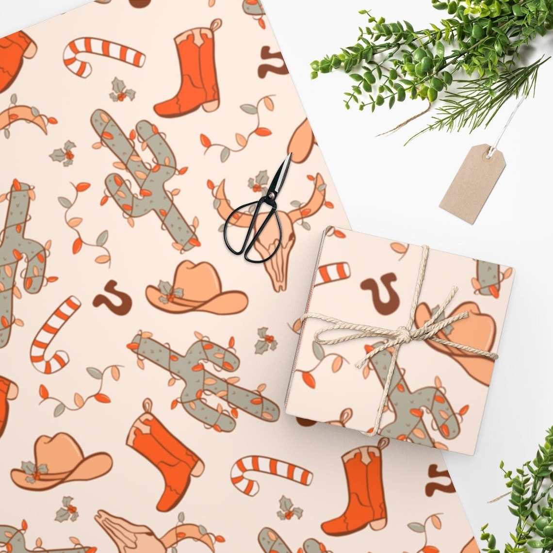 Western Cowboy Christmas Wrapping Paper Western Gift Wrap - Etsy
