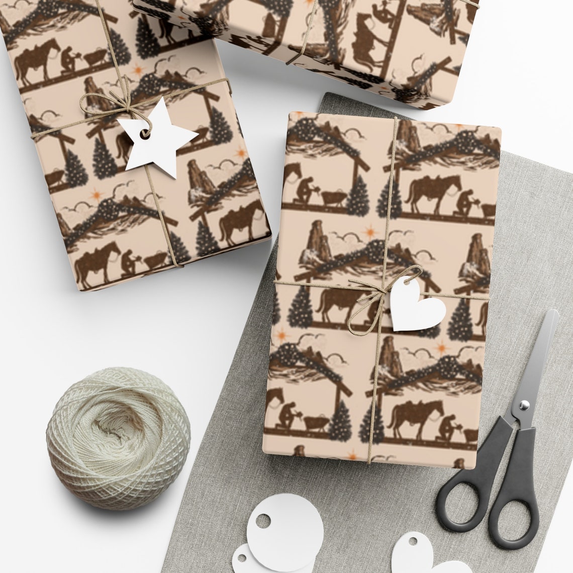 Western Cowboy Christmas Wrapping Paper Cute Xmas Wrapping Paper ...