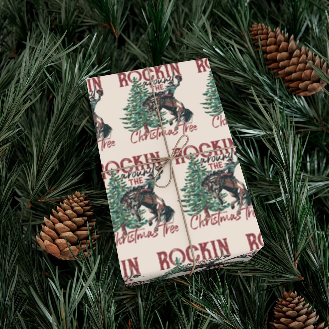 Western Cowboy Christmas Wrapping Paper Cute Xmas Wrapping Paper ...