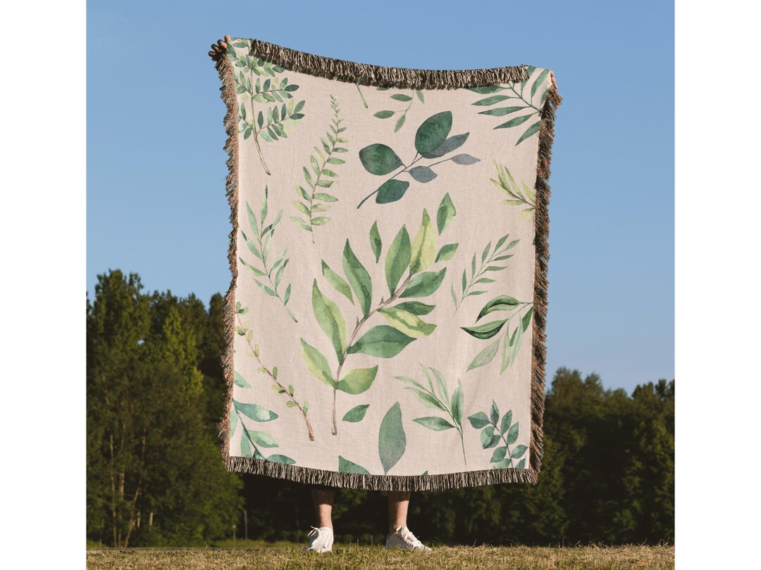 Botanical Woven Blanket, Cottagecore Fern Blanket, Nature Blanket ...