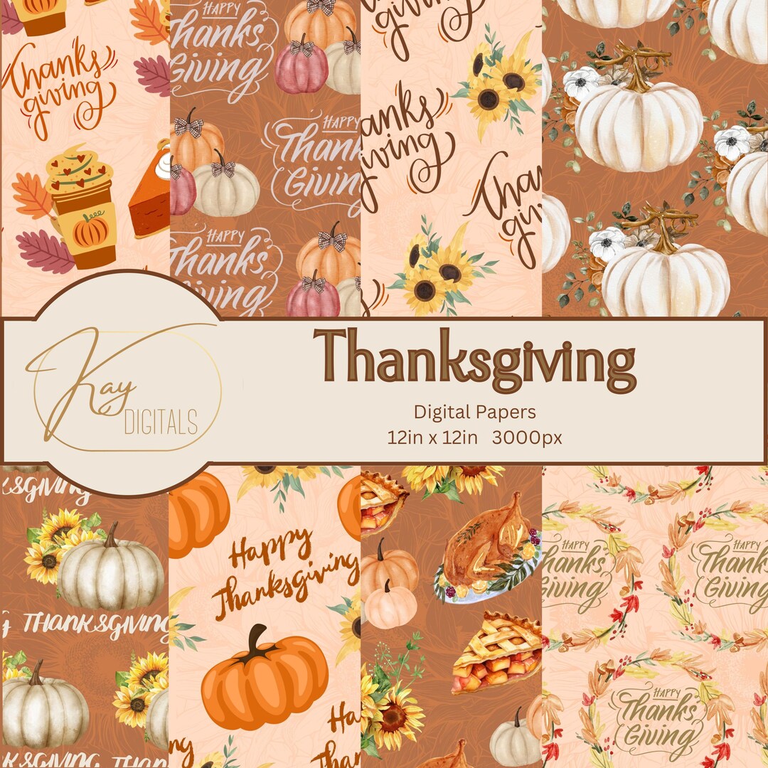 Happy Thanksgiving Digital Papers Scrapbooking and Crafting and ...