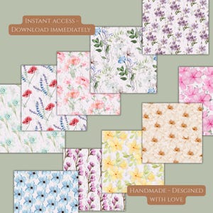 Watercolor Floral Digital Paper Pack 20 Pastel Flower Backgrounds ...