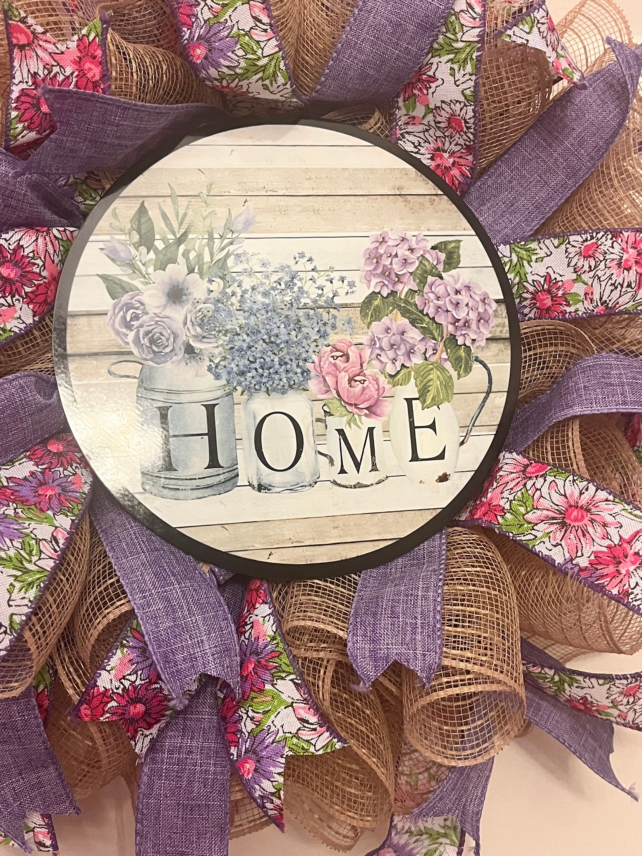 Front Door Wreath, Deco Mesh Wreath With Home Sign - Etsy
