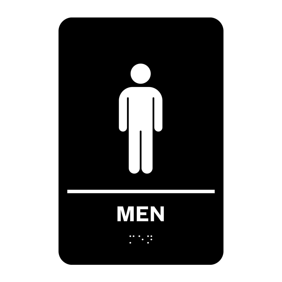 MENS Bathroom/restroom Sign W/ 2 Sided Tape ADA Compliant With Braille ...