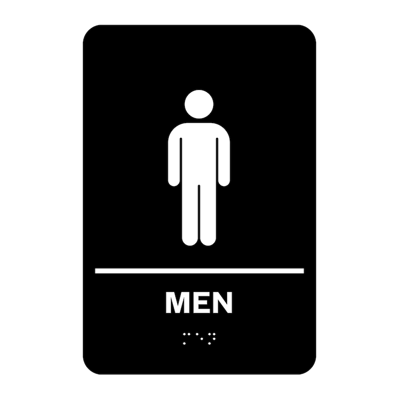 MENS Bathroom/restroom Sign W/ 2 Sided Tape ADA Compliant With Braille ...