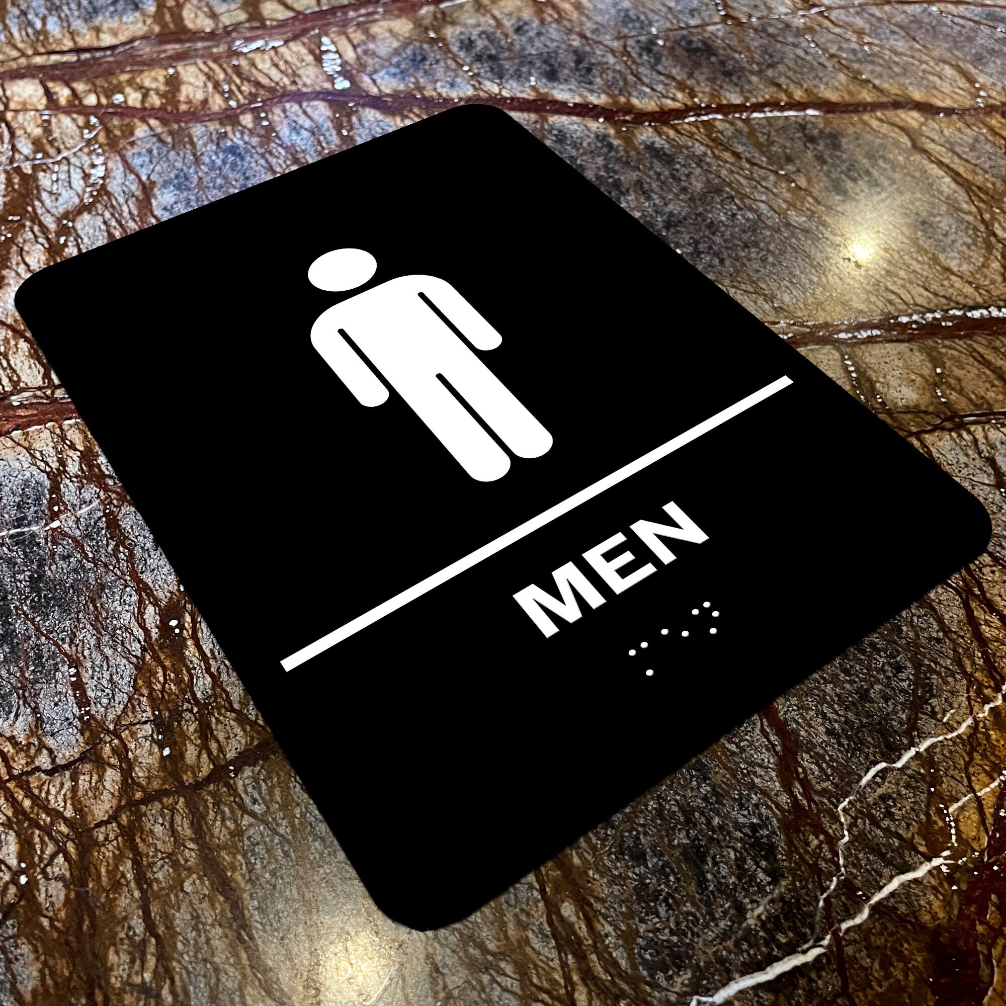 MENS Bathroom/restroom Sign W/ 2 Sided Tape ADA Compliant With Braille ...