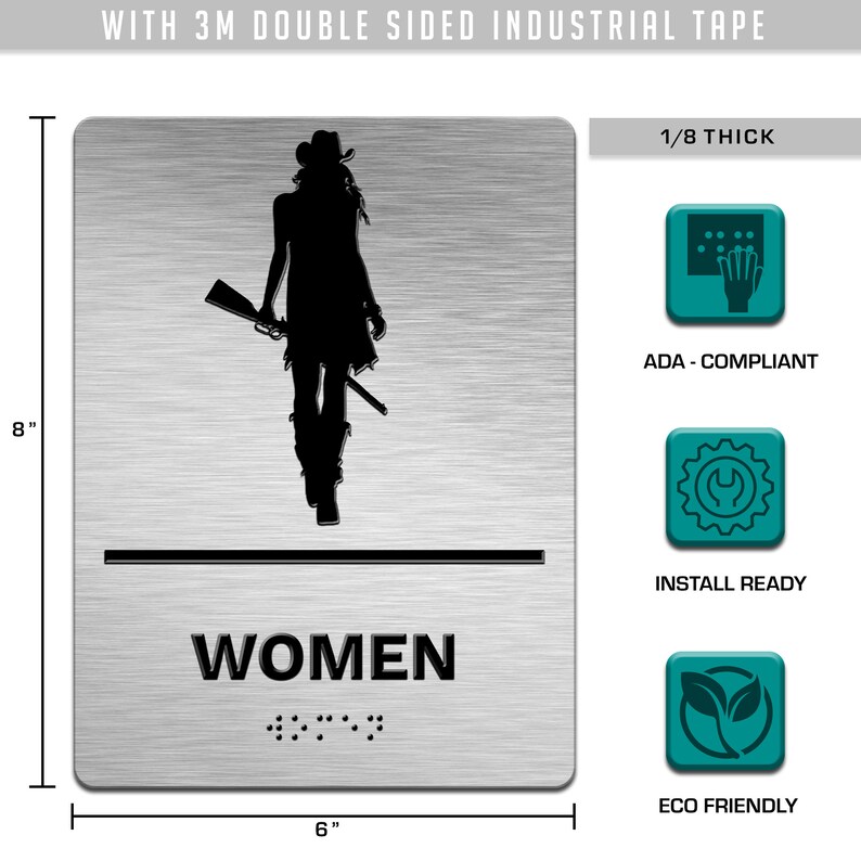 BETH DUTTON Badass Womens Restroom Sign ADA Compliant W/ Braille ...