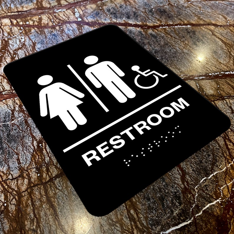 UNISEX HANDICAP Bathroom/restroom Sign W/ 2 Sided Tape ADA Compliant ...