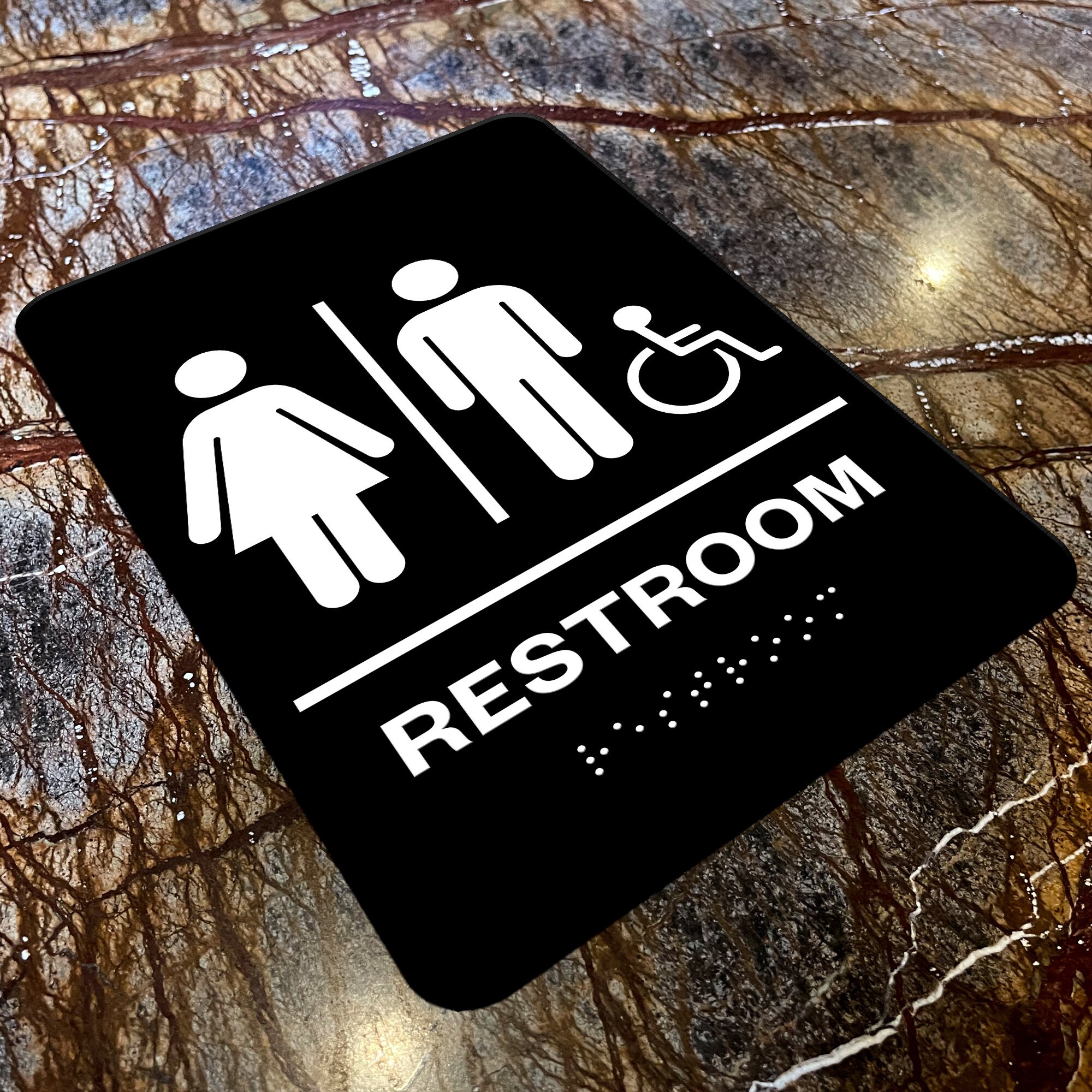 UNISEX HANDICAP Bathroom/restroom Sign W/ 2 Sided Tape ADA Compliant ...
