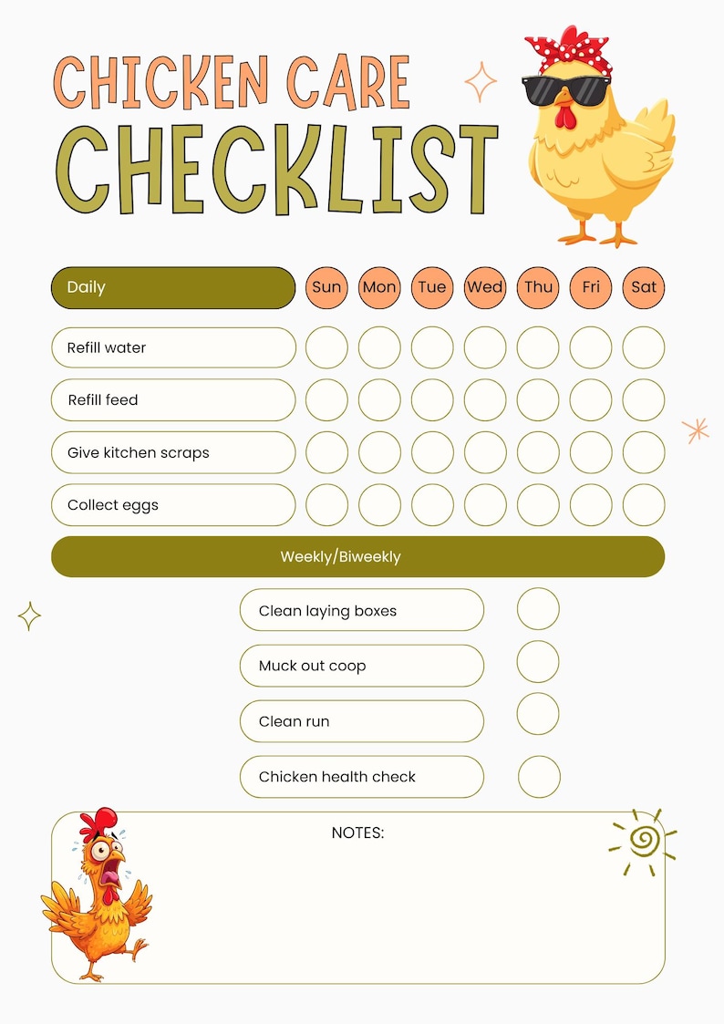 Chicken Chore Chart Downloadable and Printable - Etsy