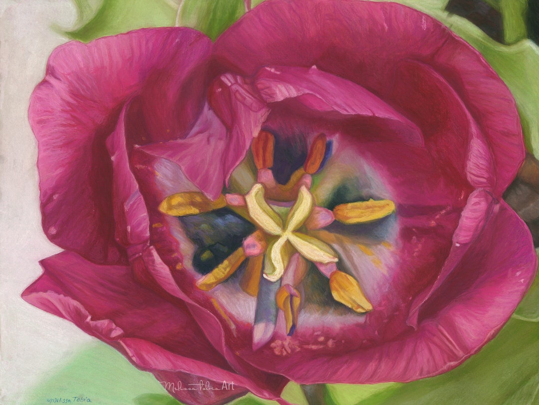 Calming Purple Tulip Art Print, Tulip Painting, Tulip Print, Tranquil ...