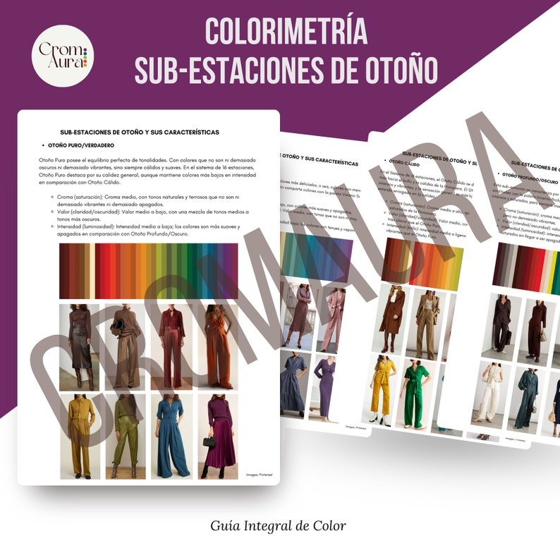 Guía Colorimetría Otoño, Seasonal Color Palette Kit, Autumn Swatches ...