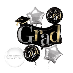 Congrats Grad Balloon Bouquet: Gold Glitter Graduation Party Decor - Etsy