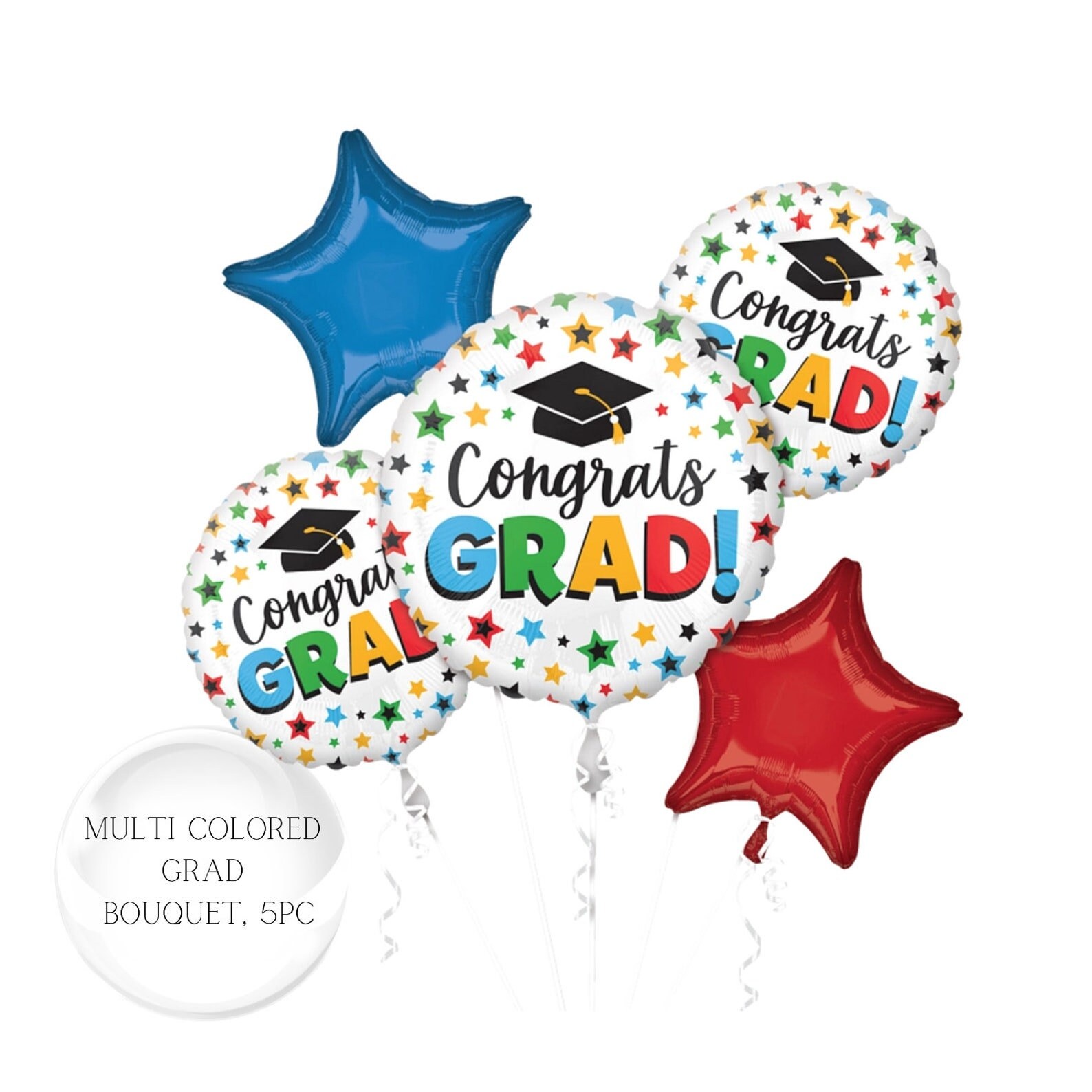Congrats Grad Balloon Bouquet: Gold Glitter Graduation Party Decor - Etsy