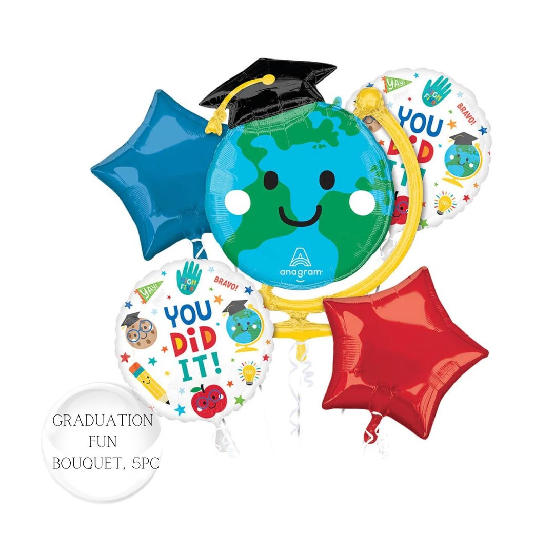 Graduation Fun Balloon Bouquet, Grad Caps off Balloons, Congrats Grad ...