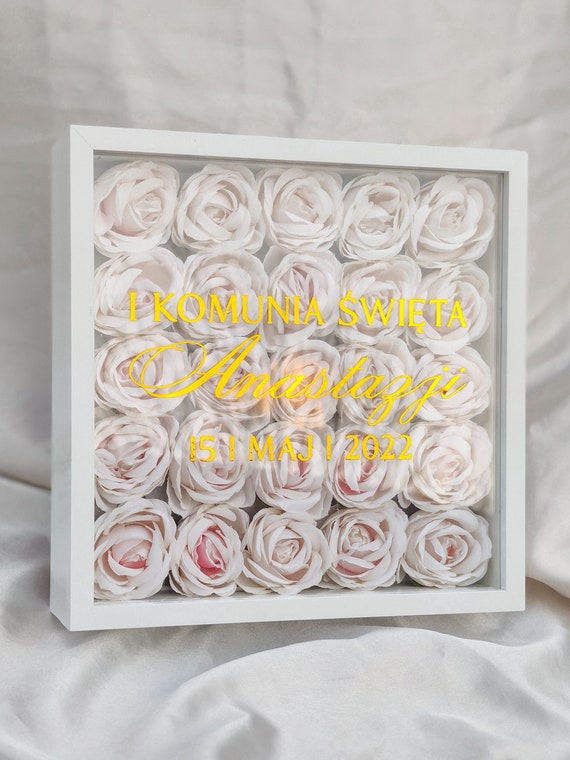 First Holy Communion Personalised Rose Frame Keepsake Flower - Etsy