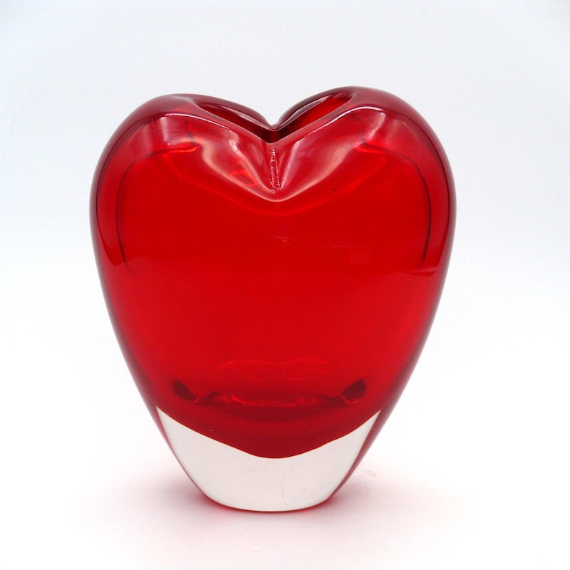 Red Heart Murano Vase - Etsy