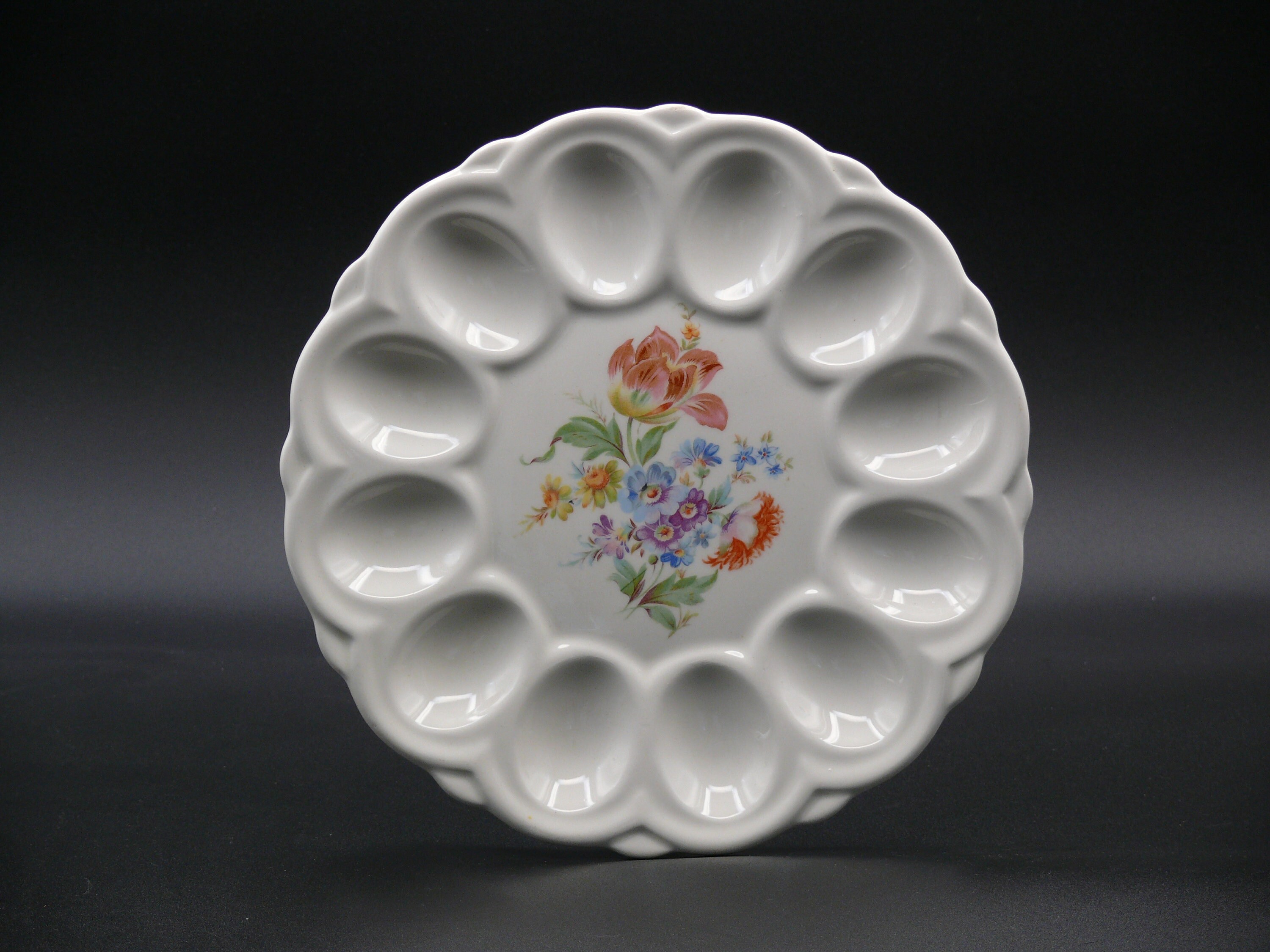 Egg Plate Dish, Easter Flowers Egg Plater, Vintage Egg Plate, Ceramic ...