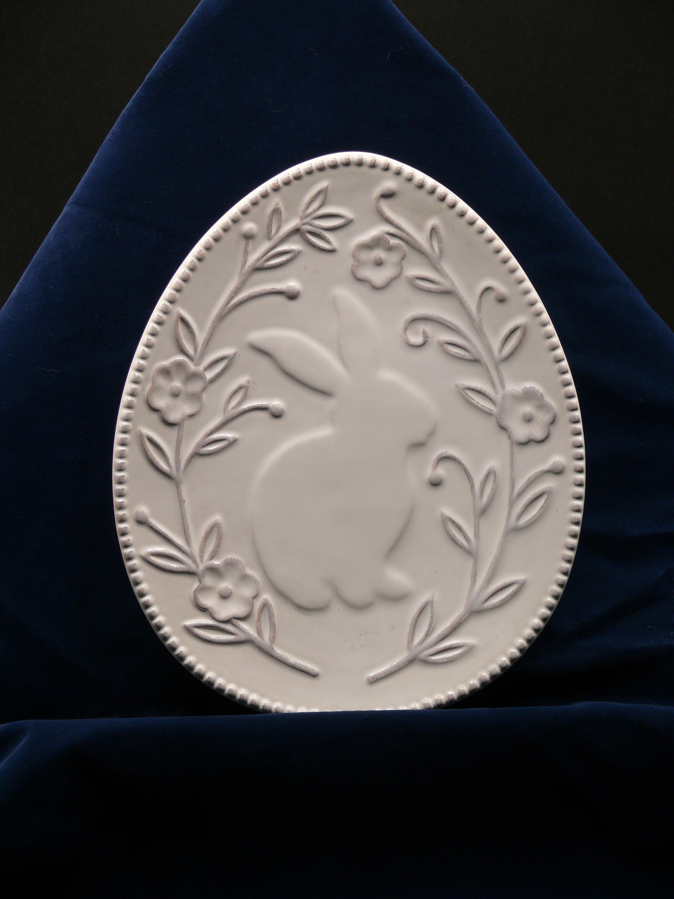 Vintage Rabbit Egg Plate: Embossed Ceramic Easter Decor - Etsy