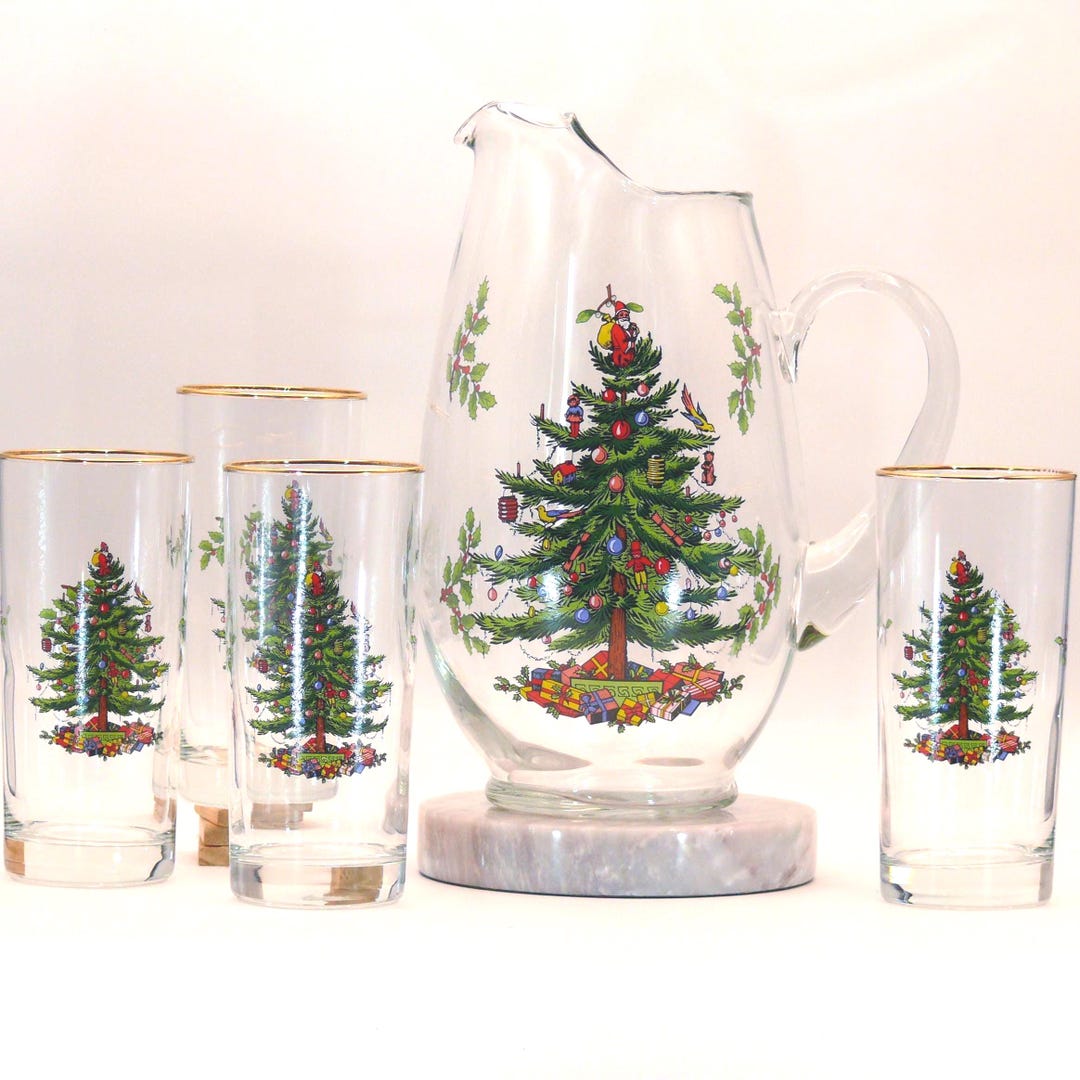 Vintage Spode Christmas Tree Pitcher and Highball Glass Set - Etsy