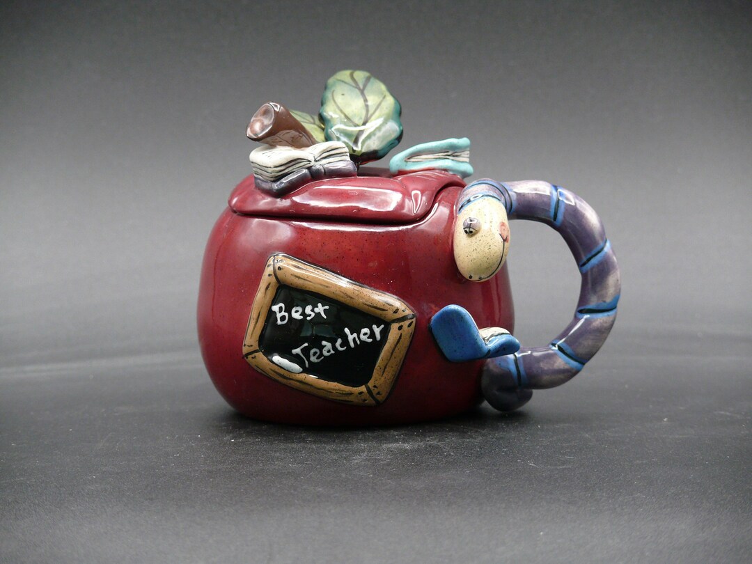 Apple Mug, Best Teacher Apple Mug, Lidded Apple Mug, Blue Sky Apple Mug ...