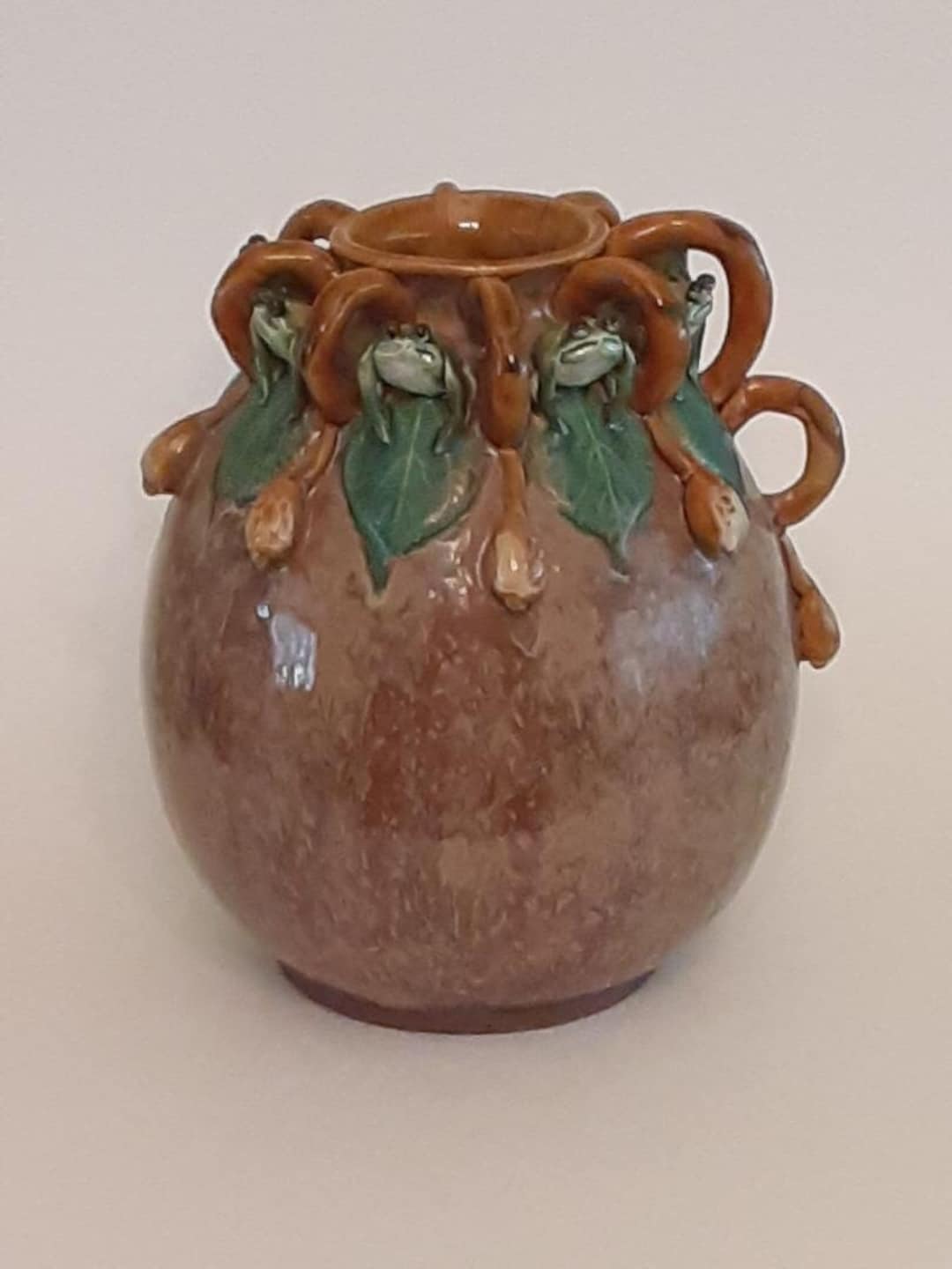 Frog Vase, Majolica Frog Vase, Vintage Frog Vase, Ceramic Frog Vase ...