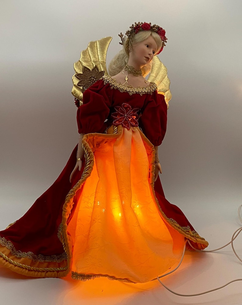 Vintage Lighted Angel Tree Topper, Christmas Lighted Angel Tree Topper ...