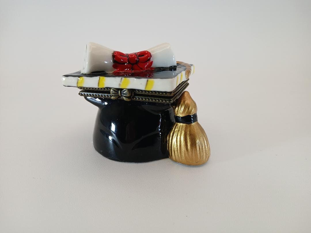 Graduation Hinged Trinket Box, Graduation Ring Box, Ceramic Hinged ...