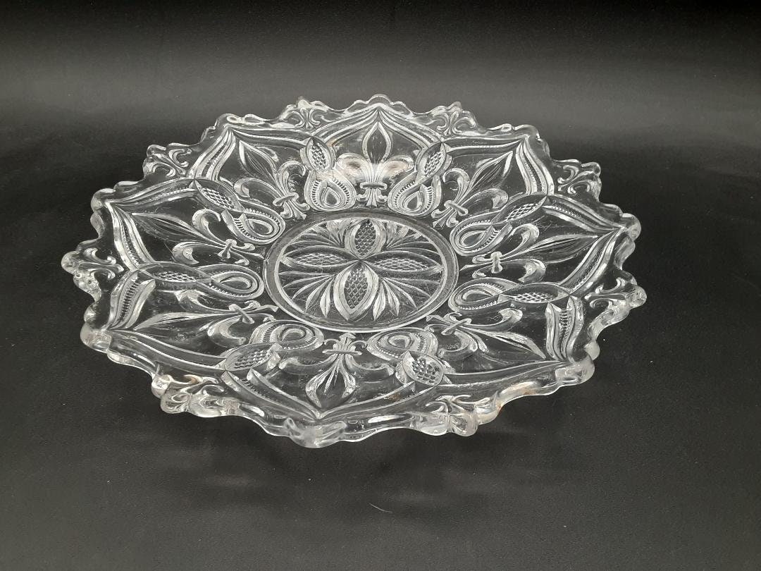 EAPG Glass, EAPG Plate, Bryce Higbee, Fleur De Lis Plate, Fleur De Lis ...