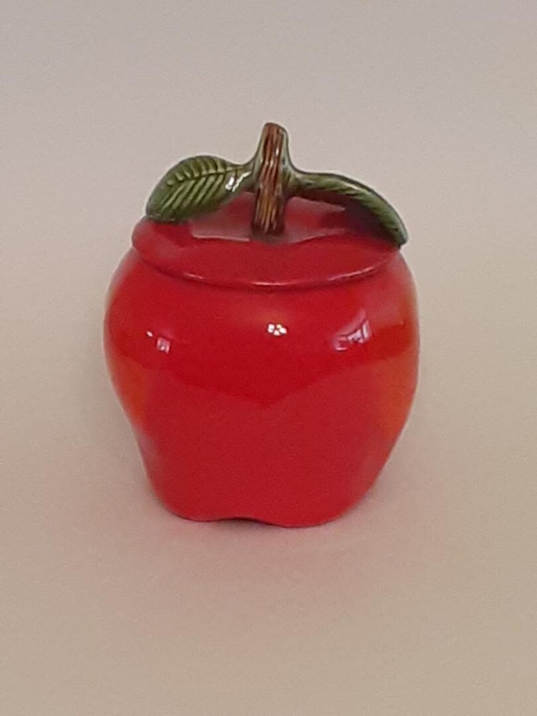 Apple Cookie Jar, Vintage Red Apple Canister, Ceramic Apple Cookie Jar ...