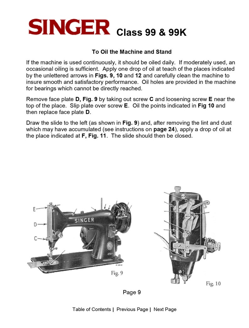 Singer Sewing Machine Instruction Manual | Class 99 and 99K | PDF ...