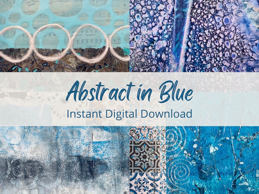 Abstract Blue Collage Paper, Art Journal, Mixed Media, Digital Download ...
