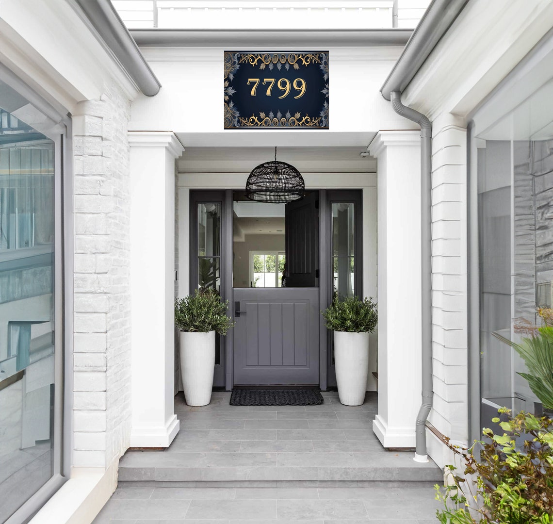Metallic Antique Design Door Number Sign With Customizable Colors and ...
