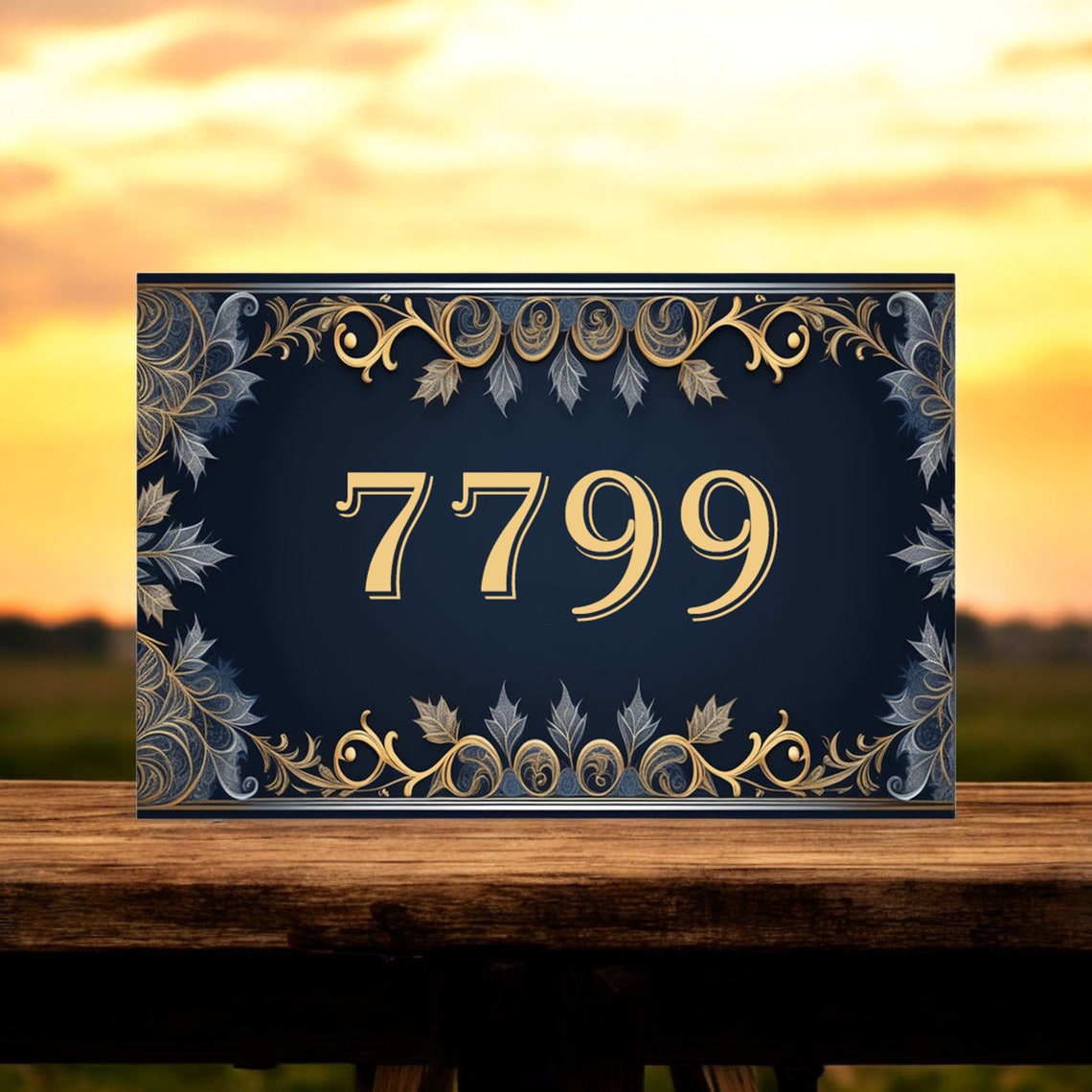 Metallic Antique Design Door Number Sign With Customizable Colors and ...