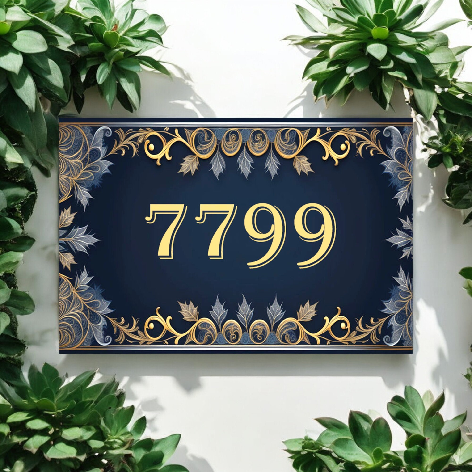 Metallic Antique Design Door Number Sign With Customizable Colors and ...