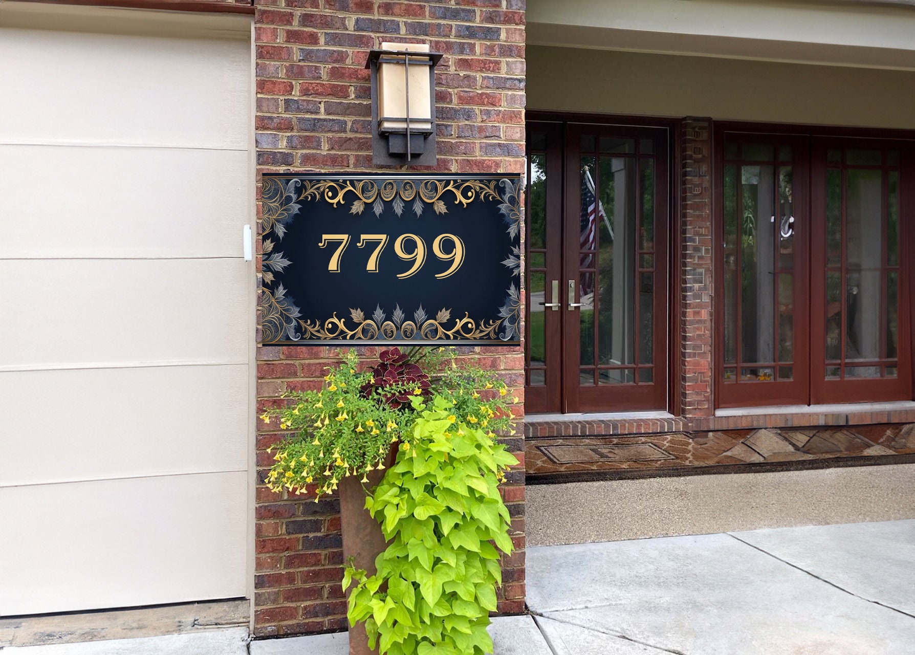 Metallic Antique Design Door Number Sign With Customizable Colors and ...