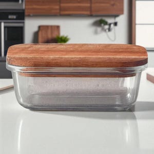 Personalized Glass Food Storage Containers With Acacia Wood Lid - Set ...