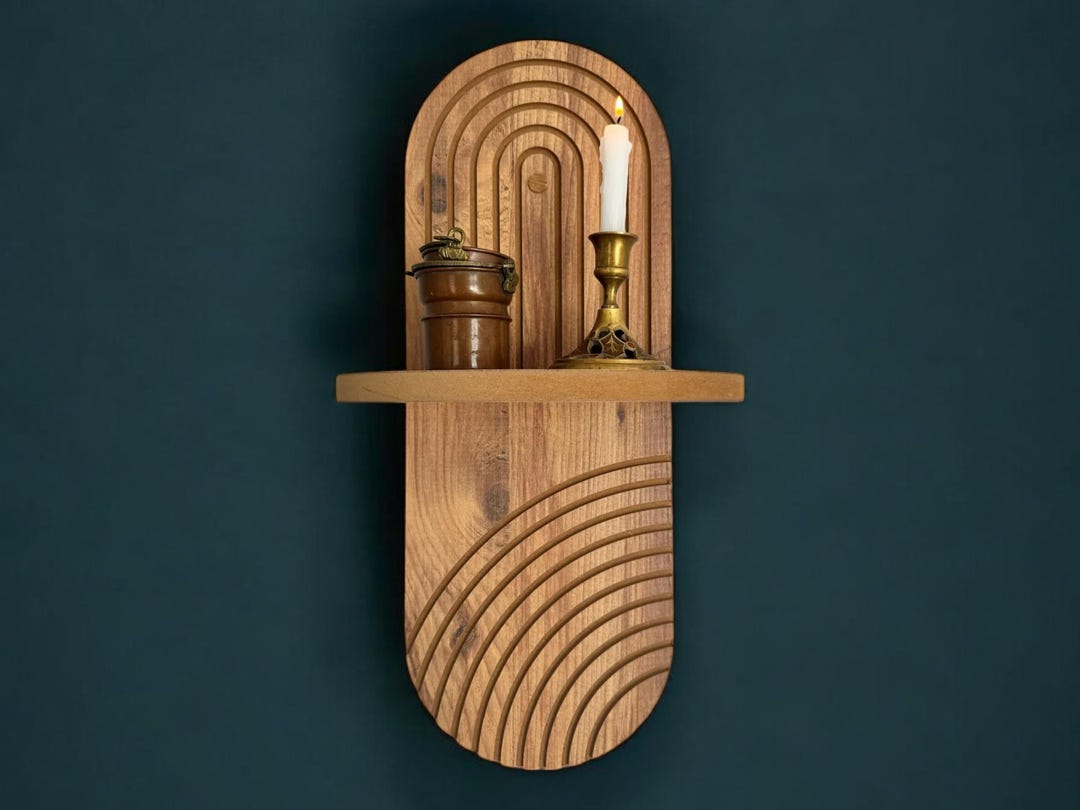 Rustic Single-tier MDF Shelf - Oak Wood Grain Finish - Farmhouse Wall ...