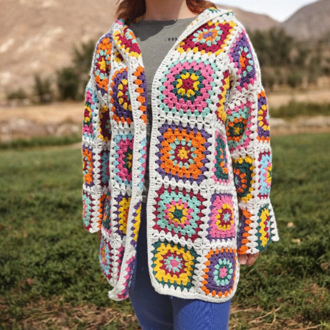 Handmade Crochet Jacket – Custom Size, Unique Granny Square Design - Etsy