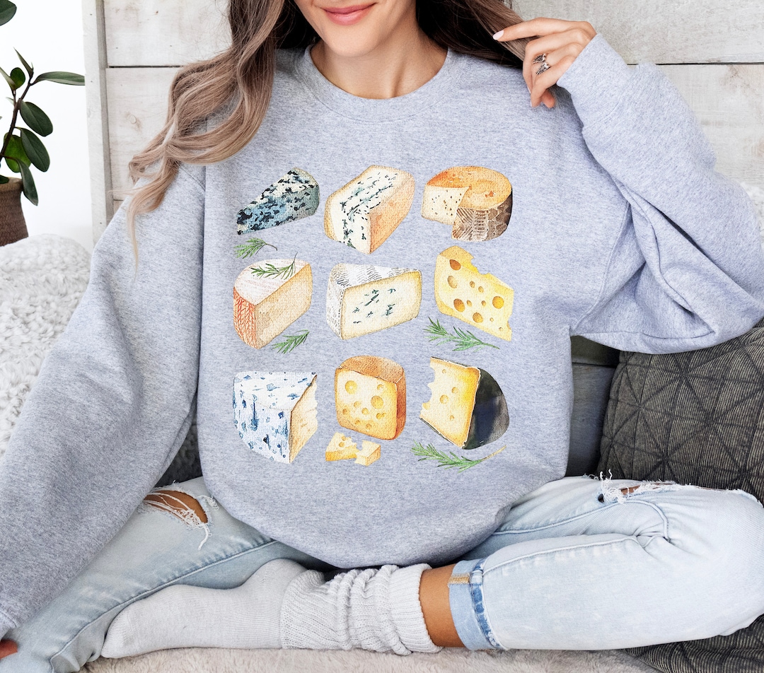 Cheese Lover's Sweatshirt, Dairy Collage Hoodie, Watercolor Cheese Tee ...